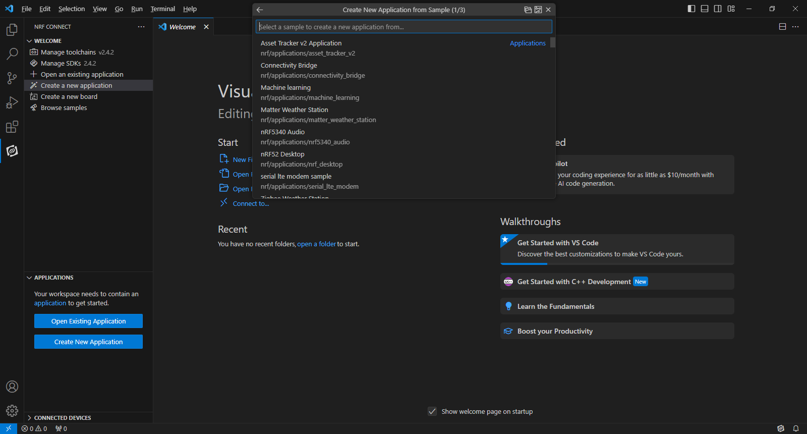 Nrf Connect Sdkncsで動かすnordic Nrf5340モジュール開発キットの使い方②プロジェクトの作成とビルド編 株式会社ムセンコネクト